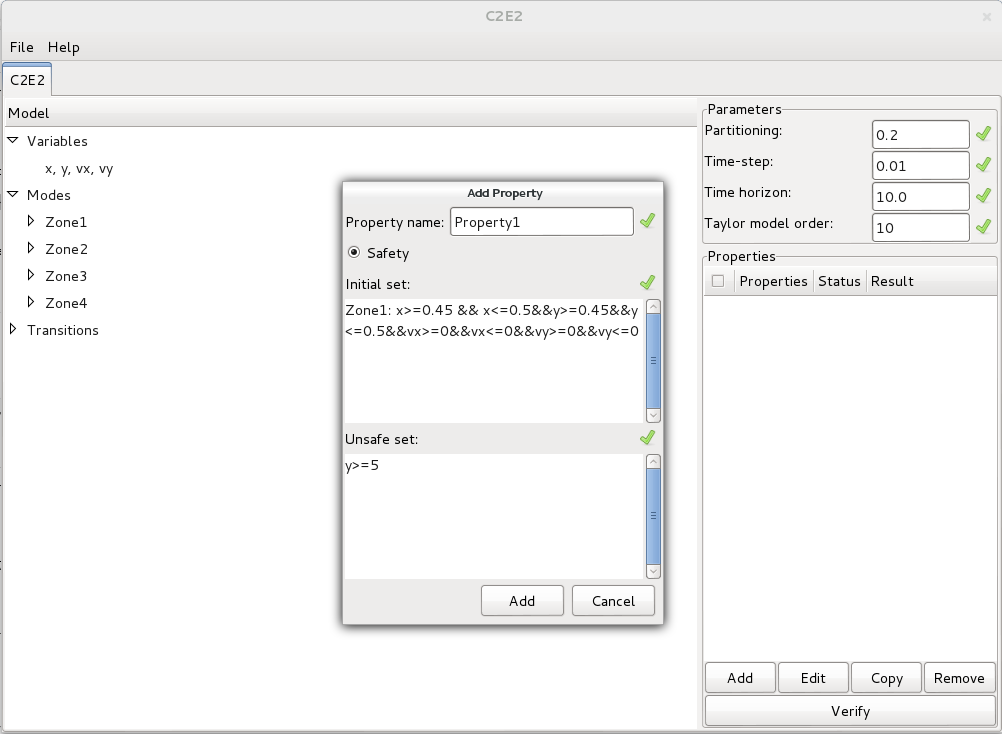 c2e2ValidDialog | C2E2 hybrid verification engine - University of ...