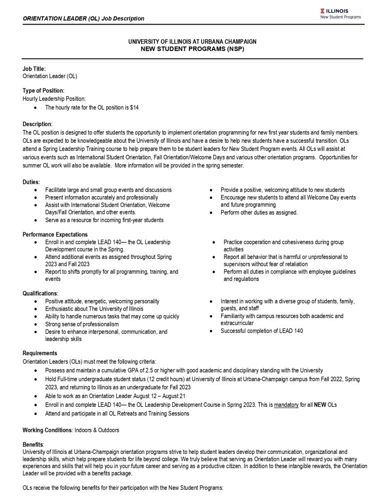 orientation leaders to help them welcome the fall 2023 new students for ...