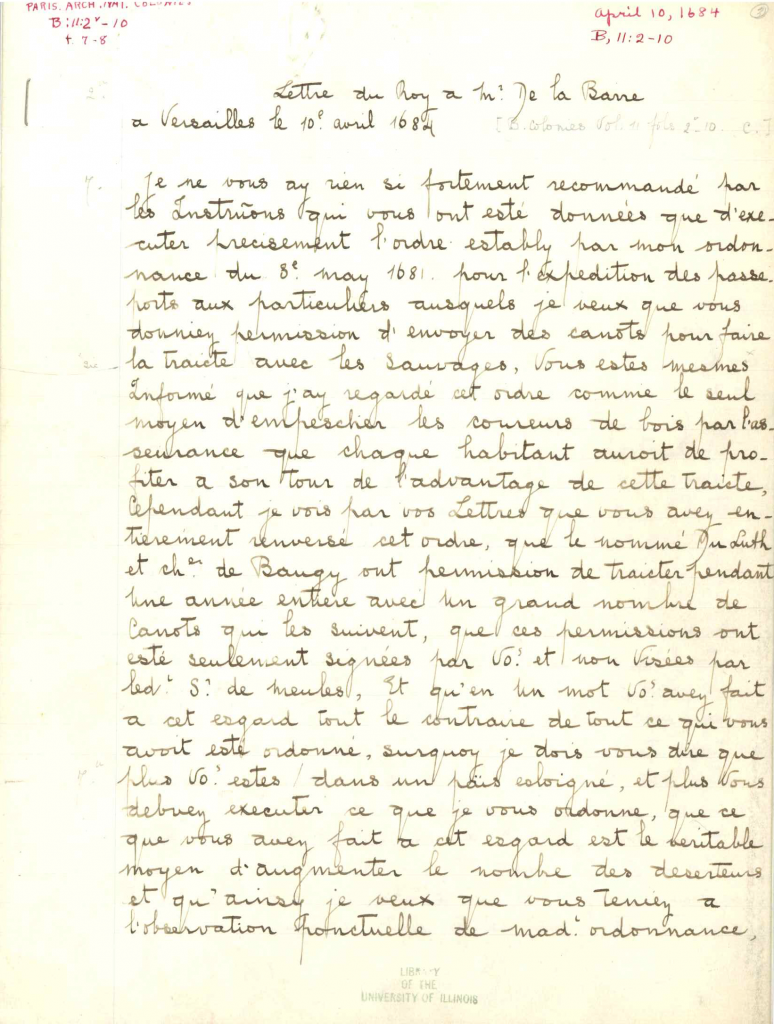 Illinois History Abroad: Manuscript Copies from the French National ...