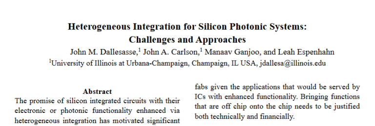 Heterogeneous Integration for Silicon Photonic Systems: Challenges and Approaches – Advanced ...