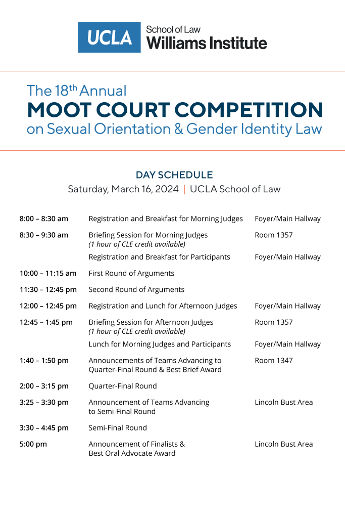 Event Schedule | UCLA – Williams Institute National Competition | Illinois