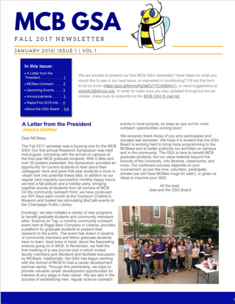 Fall 2017 Newsletter – GRADUATE STUDENT ASSOCIATION